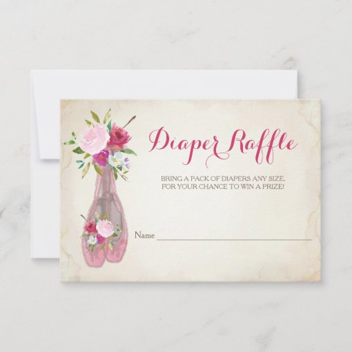 Ballerina Girl Baby Shower Diaper Raffle Invitation | Zazzle