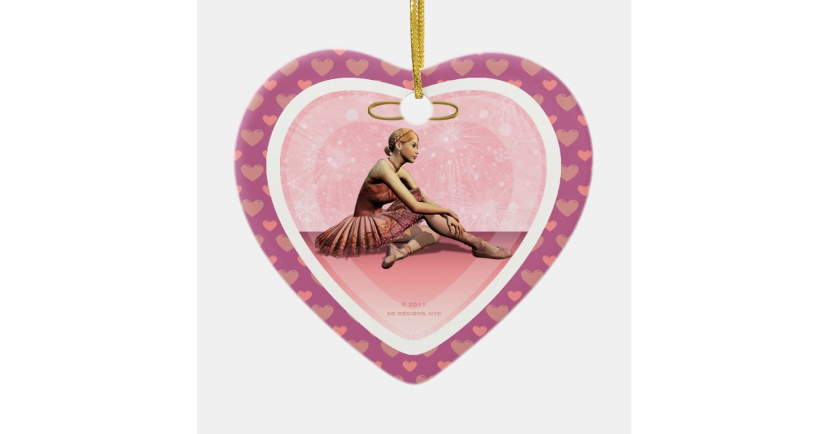 Ballerina Girl Personalized Name Heart Ornament | Zazzle
