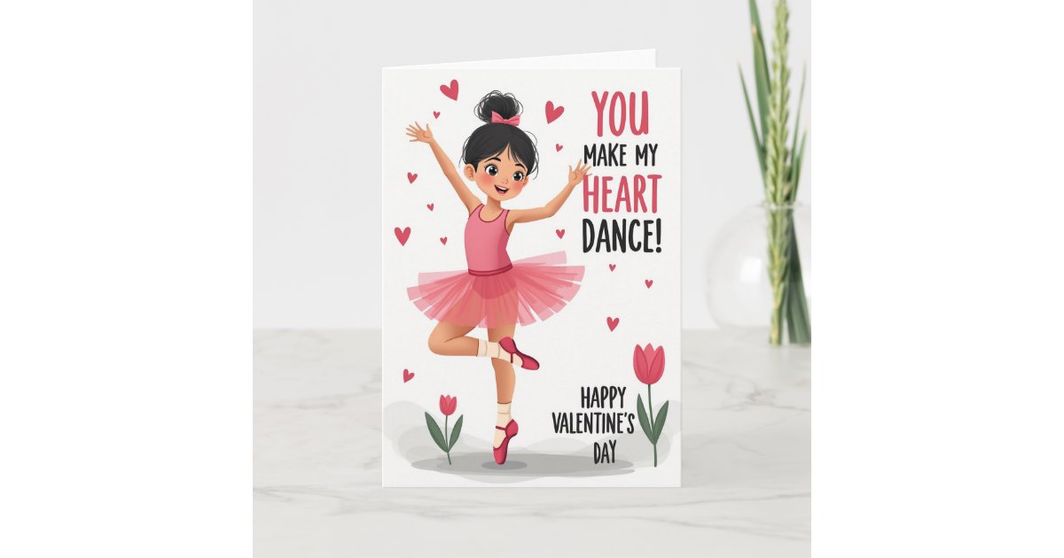Ballerina Heart Dance Valentines Card | Zazzle