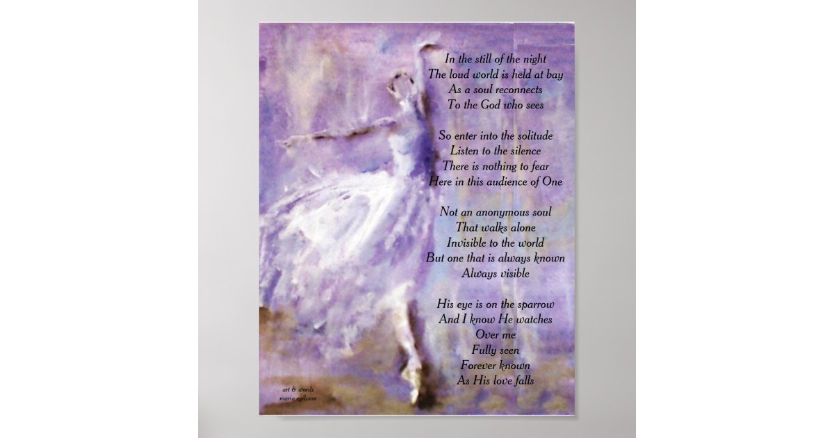 Ballerina in purple with poetry poster | Zazzle