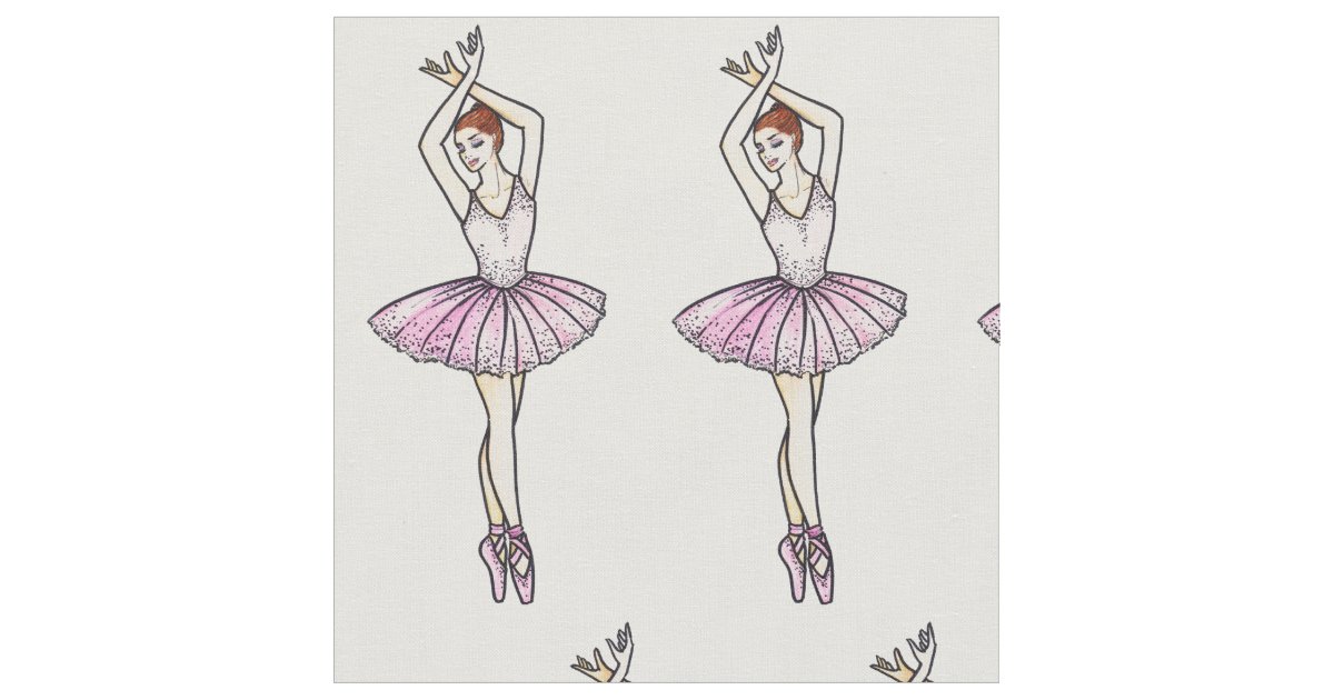 Ballerina in Sparkling Pink Dress Ballet Dancing Fabric | Zazzle