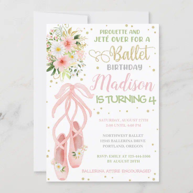 Ballerina Invitation Ballet Birthday Invite | Zazzle
