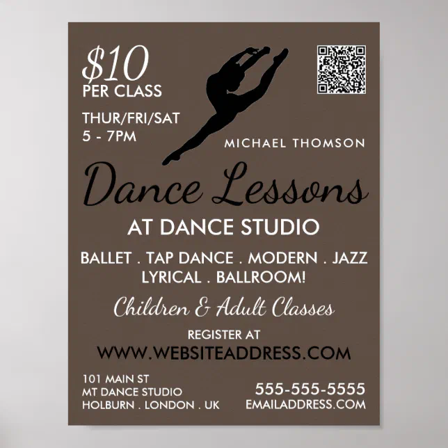 Ballerina Silhouette, Dance Lesson Advertising Poster | Zazzle