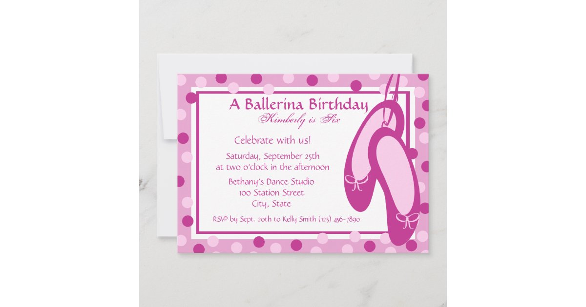 Ballerina Slippers/ Birthday Invitation | Zazzle