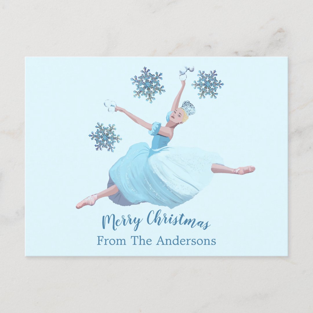 Ballerina Snowflakes The Nutcracker Holiday Postcard | Zazzle