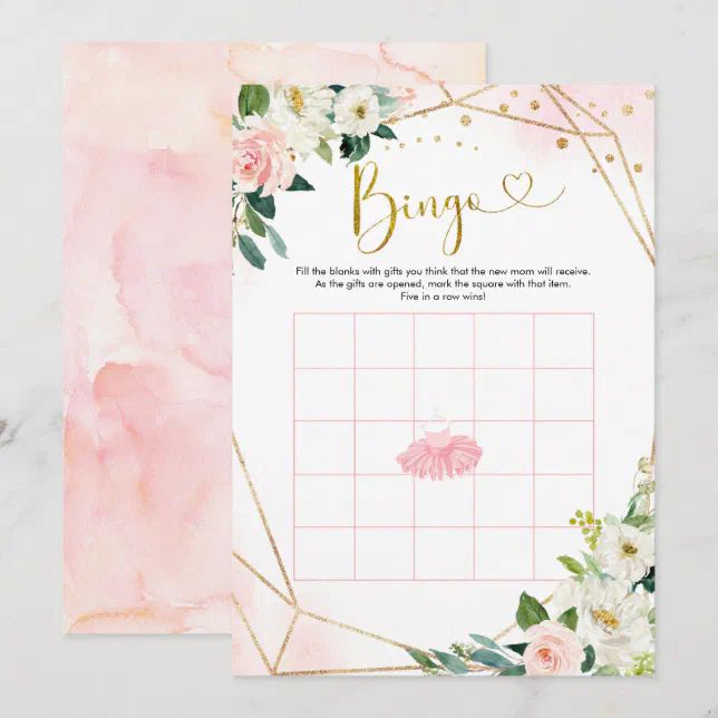 Ballerina Tutu Baby Shower Bingo Games Card | Zazzle