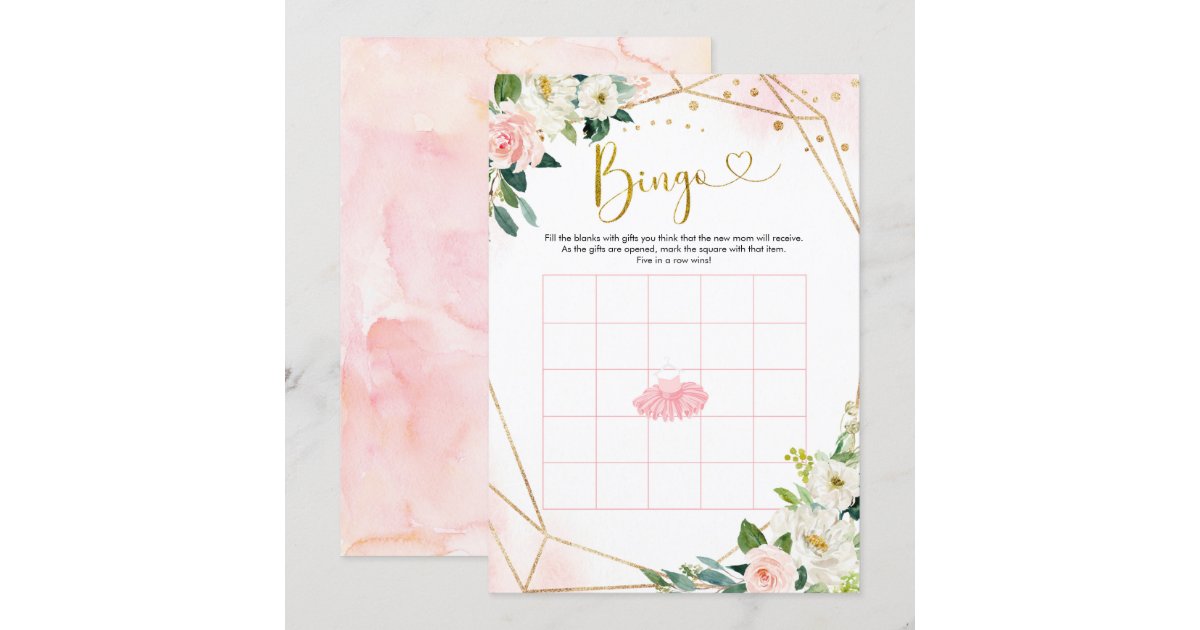 Ballerina Tutu Baby Shower Bingo Games Card | Zazzle