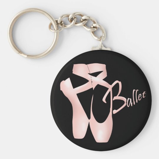 Ballet Ballerina Pink Pointe Shoes Basic Keychain | Zazzle.com