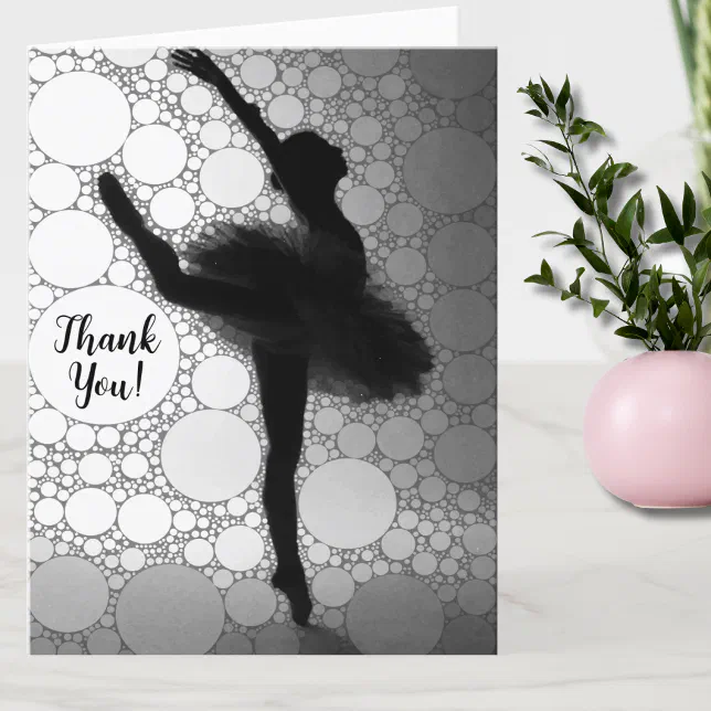 Ballet Black White Ballerina Thank You Card | Zazzle