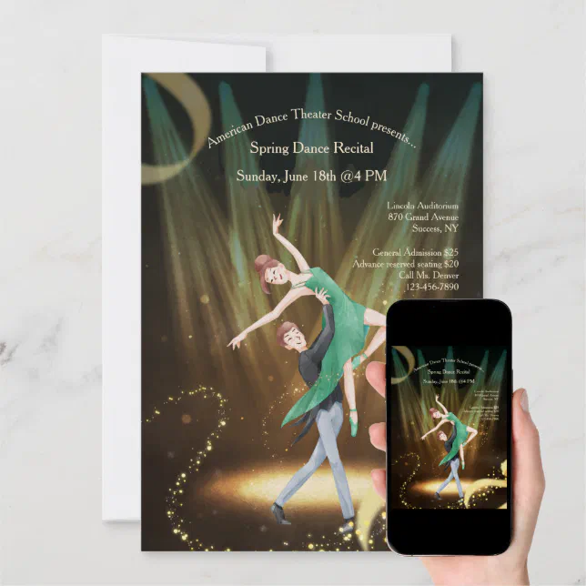 Ballet Couple Dance Recital Invitation | Zazzle