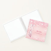 Ballet dance blush pink glitter monogram notebook | Zazzle