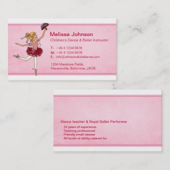 Ballet dance instructor teacher business cards | Zazzle