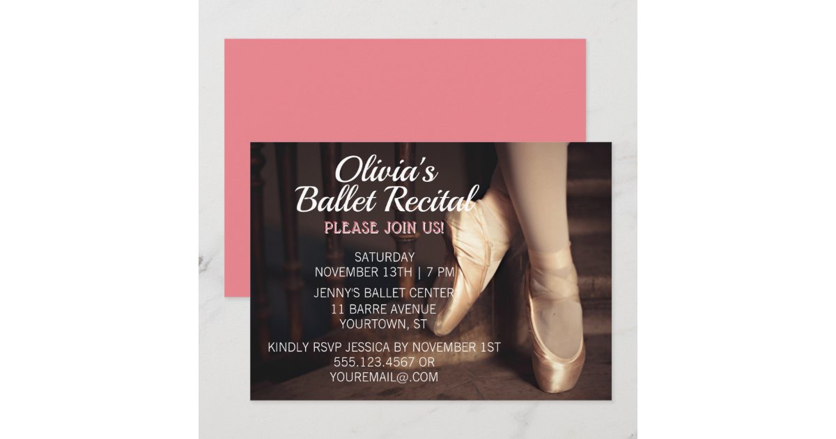 Ballet Dance Recital Invitation Ballerina Pink | Zazzle