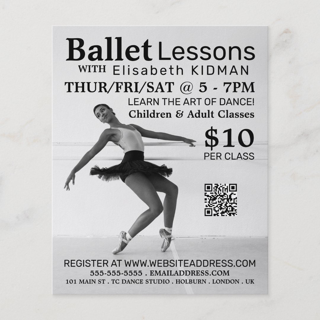 Ballet Dancer, Dance Lesson Advertising Flyer | Zazzle