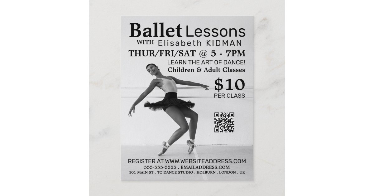 Ballet Dancer, Dance Lesson Advertising Flyer | Zazzle