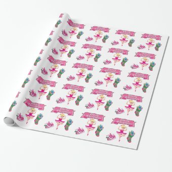 Ballet Dancer Stocking and Gift Merry Christmas Wrapping Paper | Zazzle