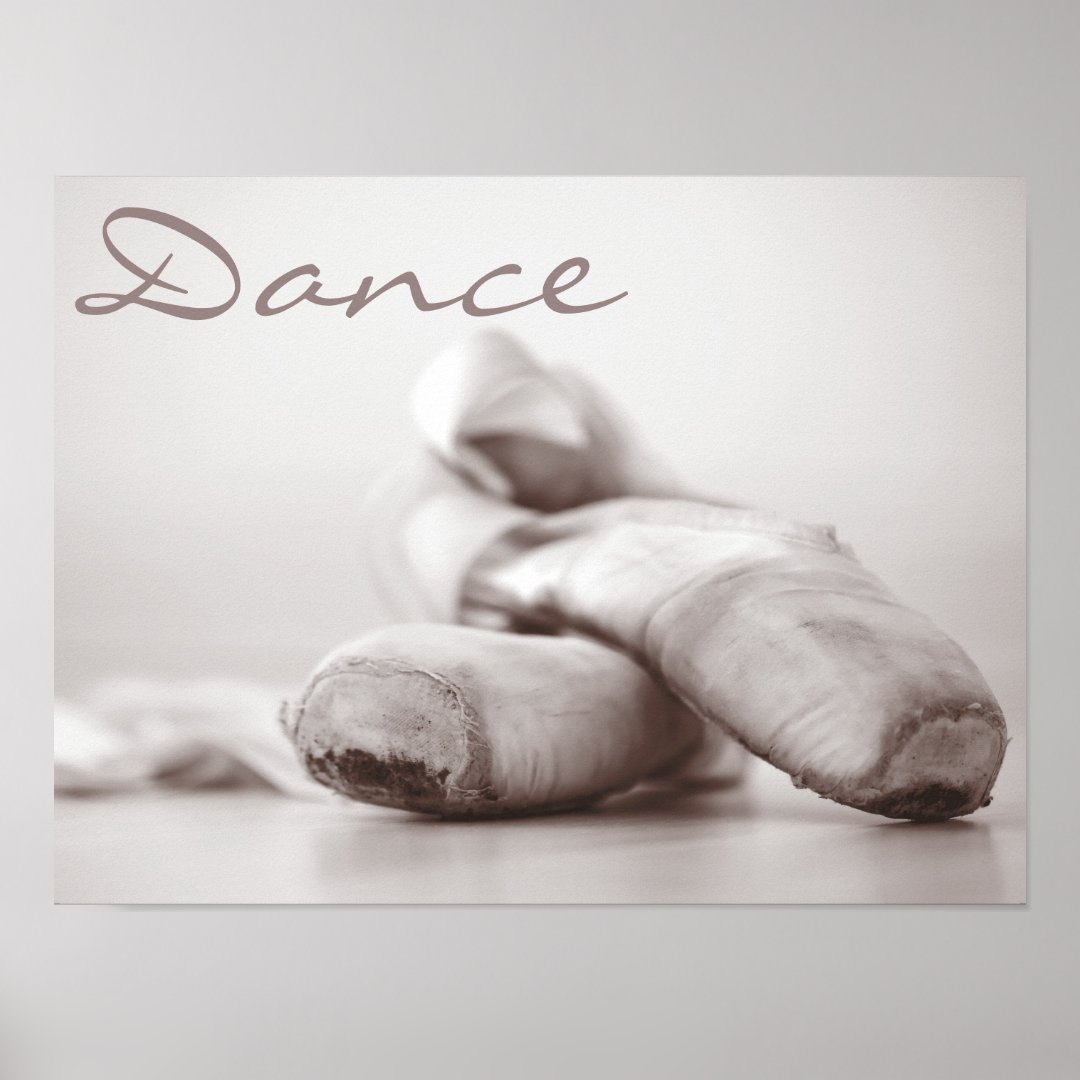 Ballet Pointe Shoes on Dance Floor Template Poster | Zazzle