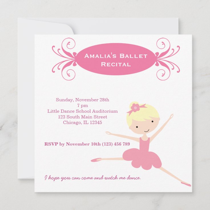 Ballet Recital Invitation | Zazzle
