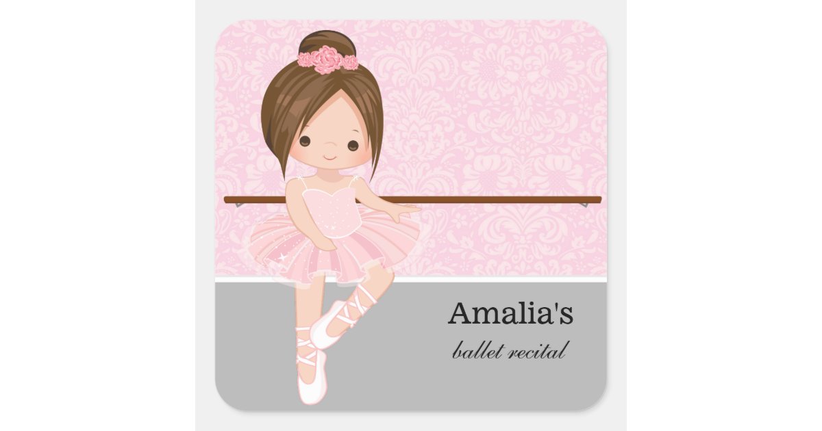 Ballet recital square sticker | Zazzle