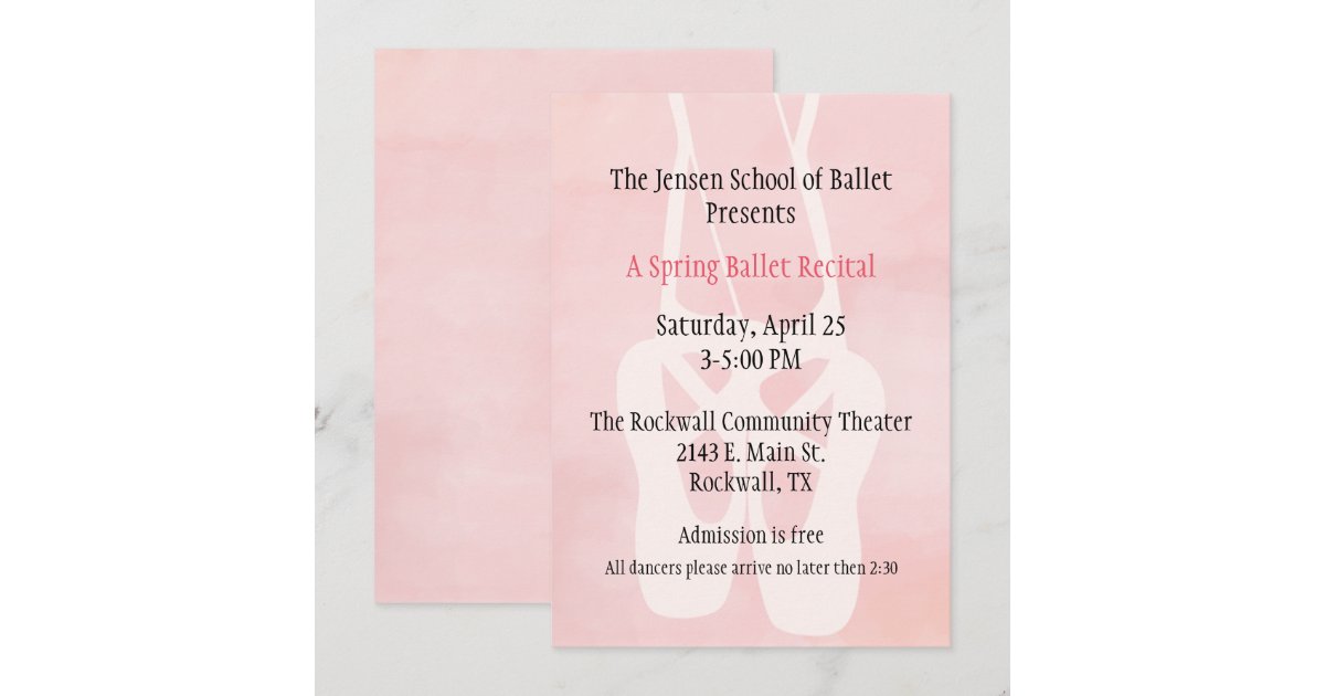 Ballet School Dance Recital Invitation | Zazzle