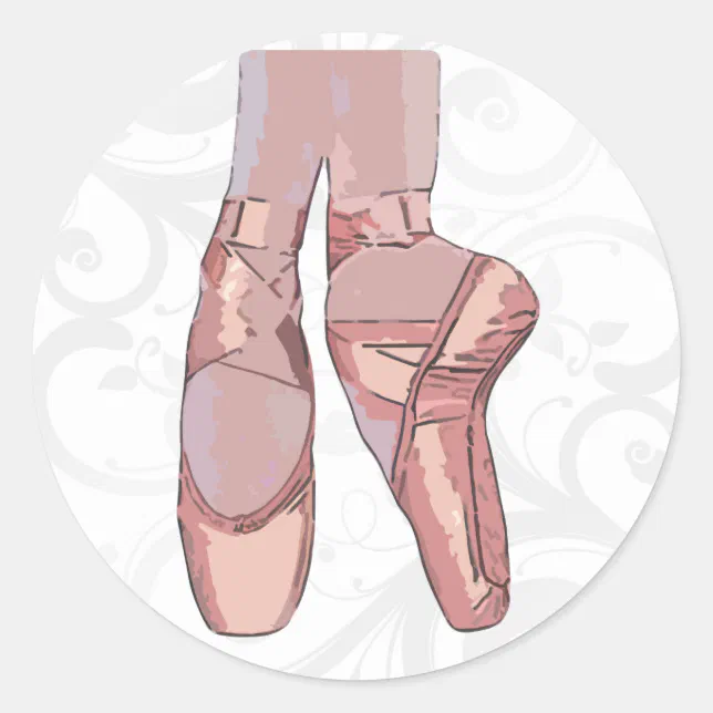 Ballet Slippers Toe Shoes Classic Round Sticker | Zazzle