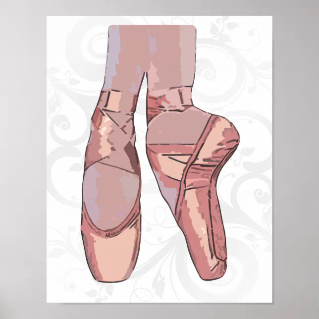 Ballet Slippers Toe Shoes Poster | Zazzle