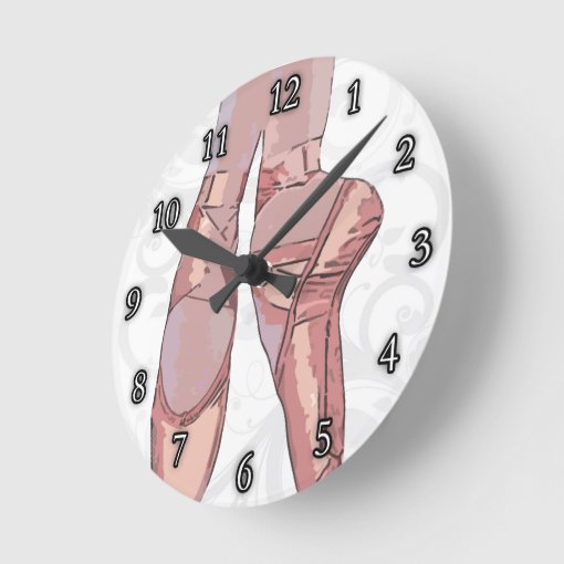 Ballet Slippers Toe Shoes Round Clock | Zazzle