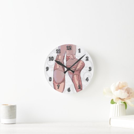 Ballet Slippers Toe Shoes Round Clock | Zazzle