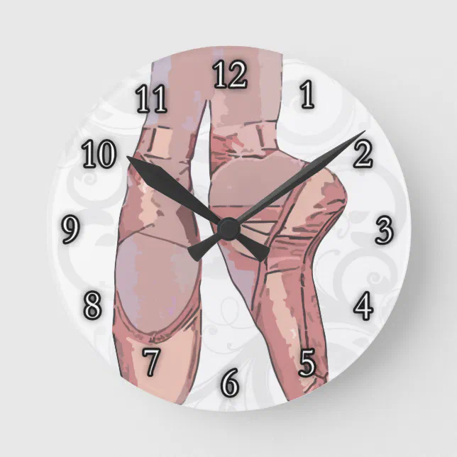 Ballet Slippers Toe Shoes Round Clock | Zazzle