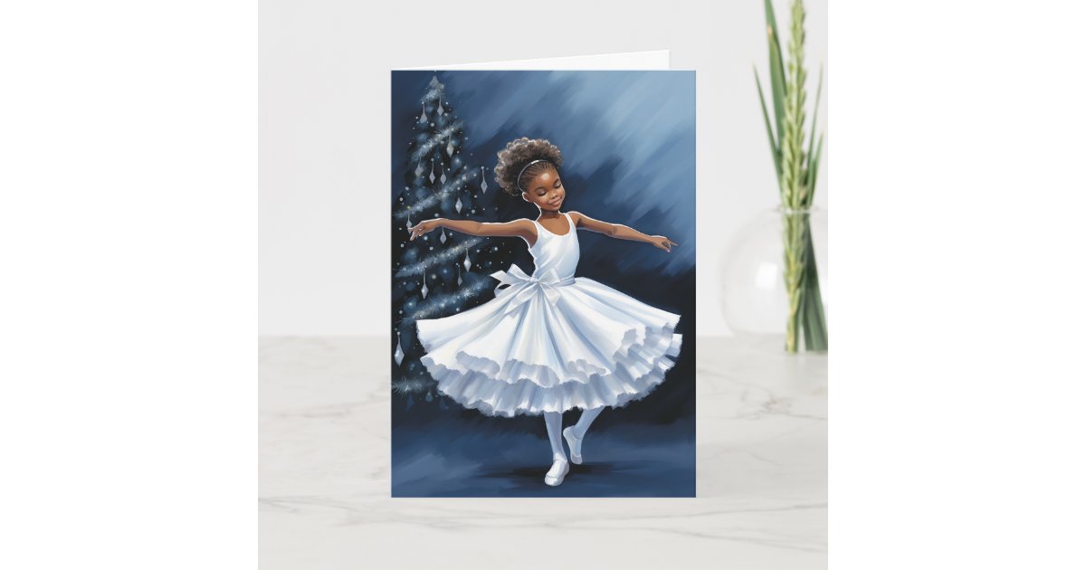 Ballet Snow Queen Snowflake Ballerina Christmas Holiday Card | Zazzle