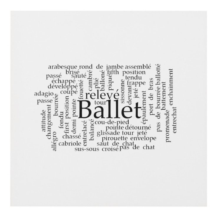 Ballet Word Cloud Panel Wall Art | Zazzle