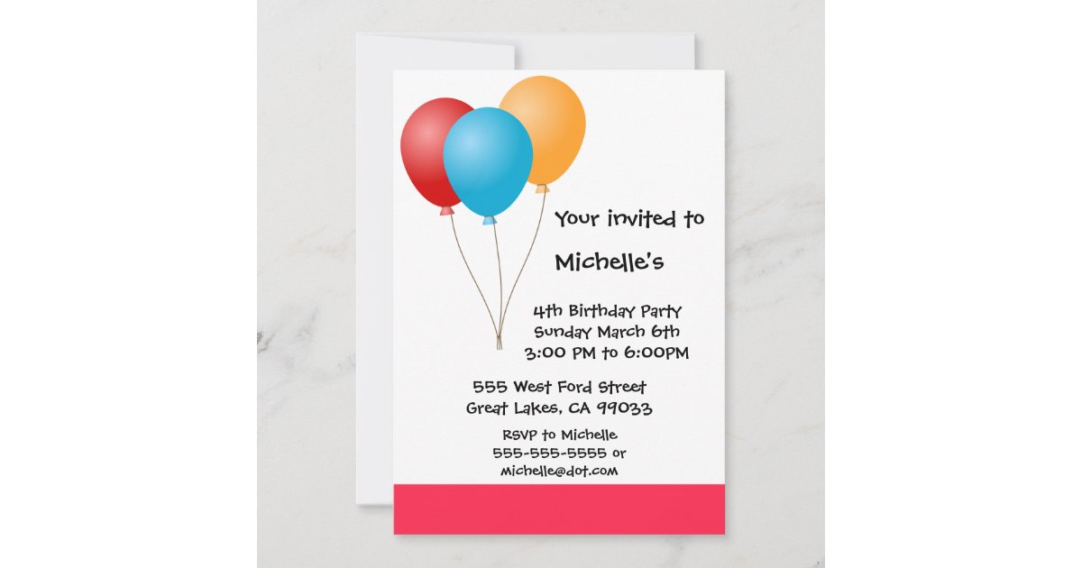 Ballon Birthday Party Invitation | Zazzle