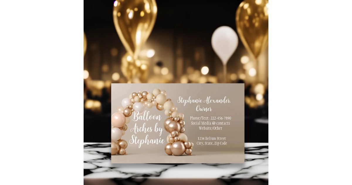 Balloon Arch Artist Party Planner Decorating Business Card | Zazzle