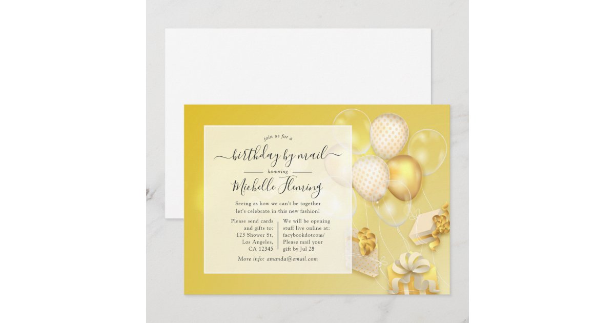 Balloon Birthday by Mail Party Invitation | Zazzle