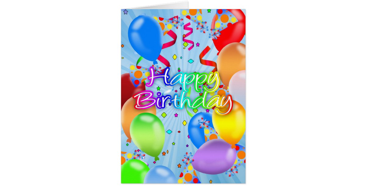 Balloon Birthday Card - Happy Birthday Balloons | Zazzle.com