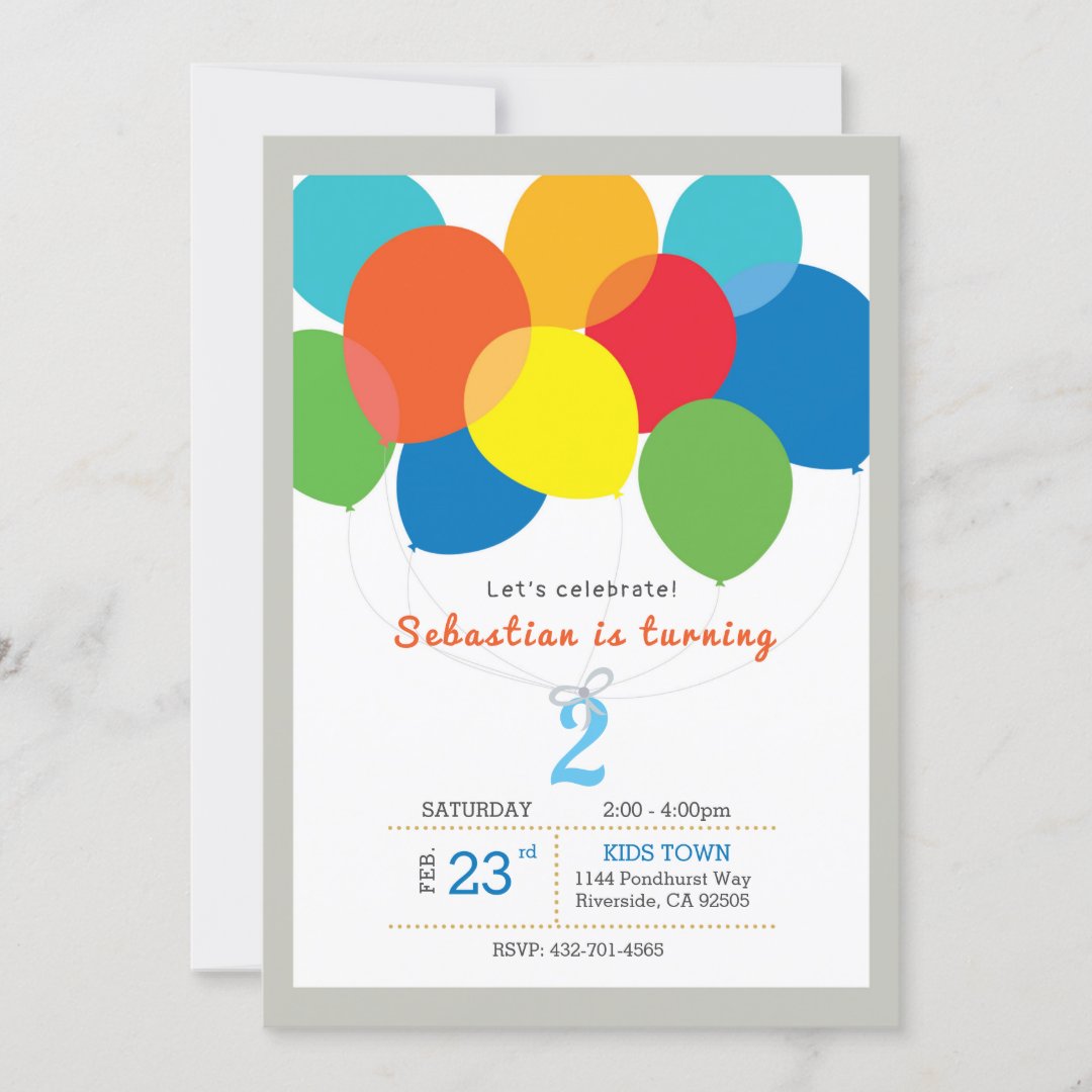 Balloon birthday invitation | Zazzle