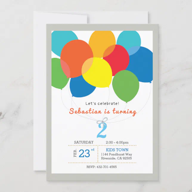 Balloon birthday invitation | Zazzle