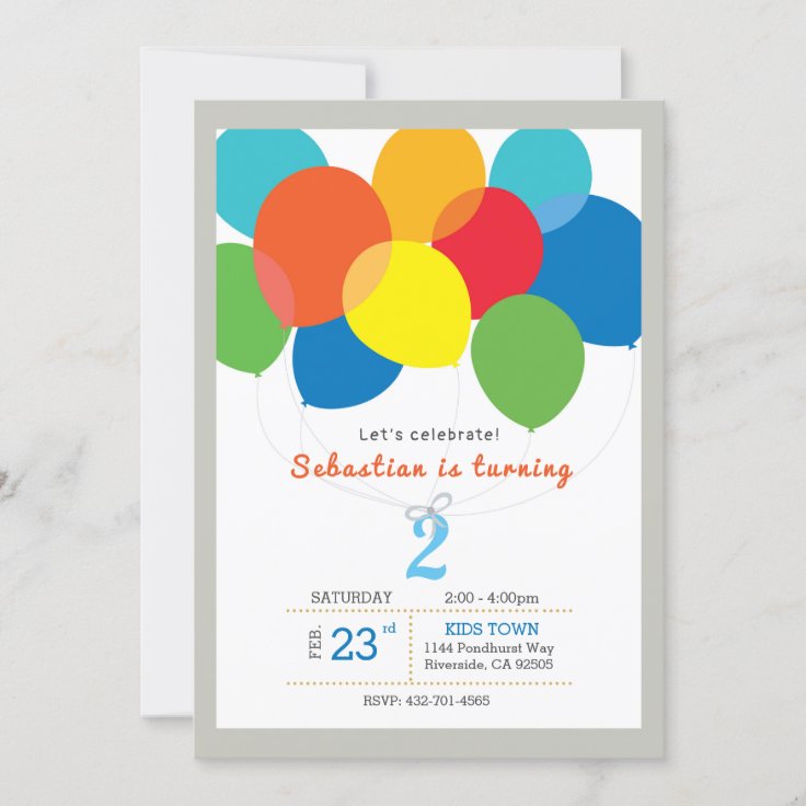Balloon birthday invitation | Zazzle