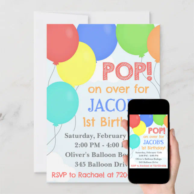 Balloon Birthday Invitation, Balloon Invitation | Zazzle