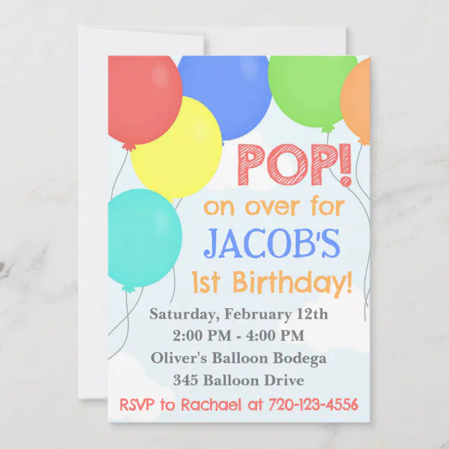 Balloon Birthday Invitation, Balloon Invitation | Zazzle