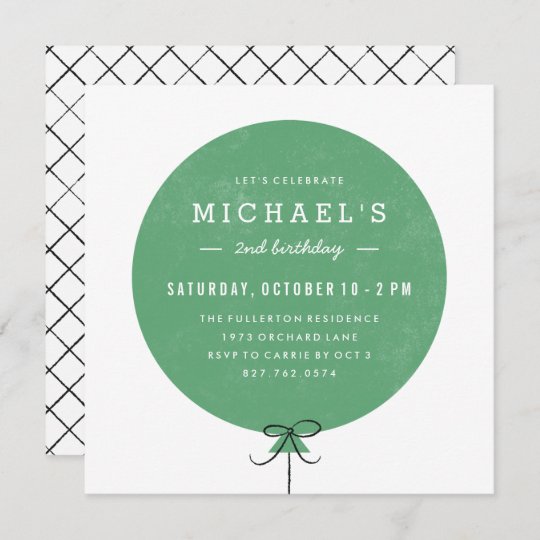 Balloon Birthday Invitation - Clover | Zazzle.com
