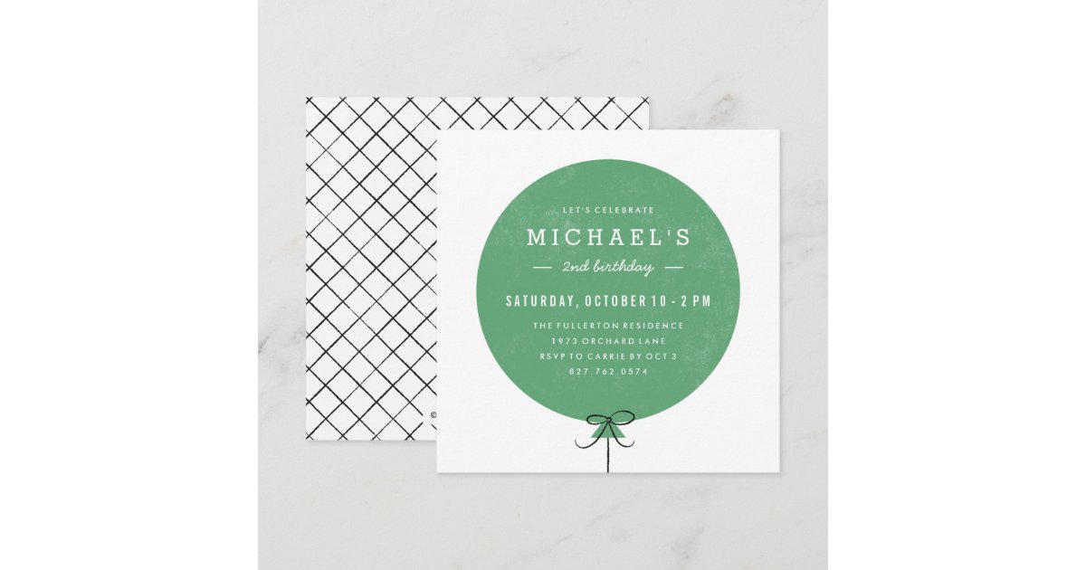 Balloon Birthday Invitation - Clover | Zazzle