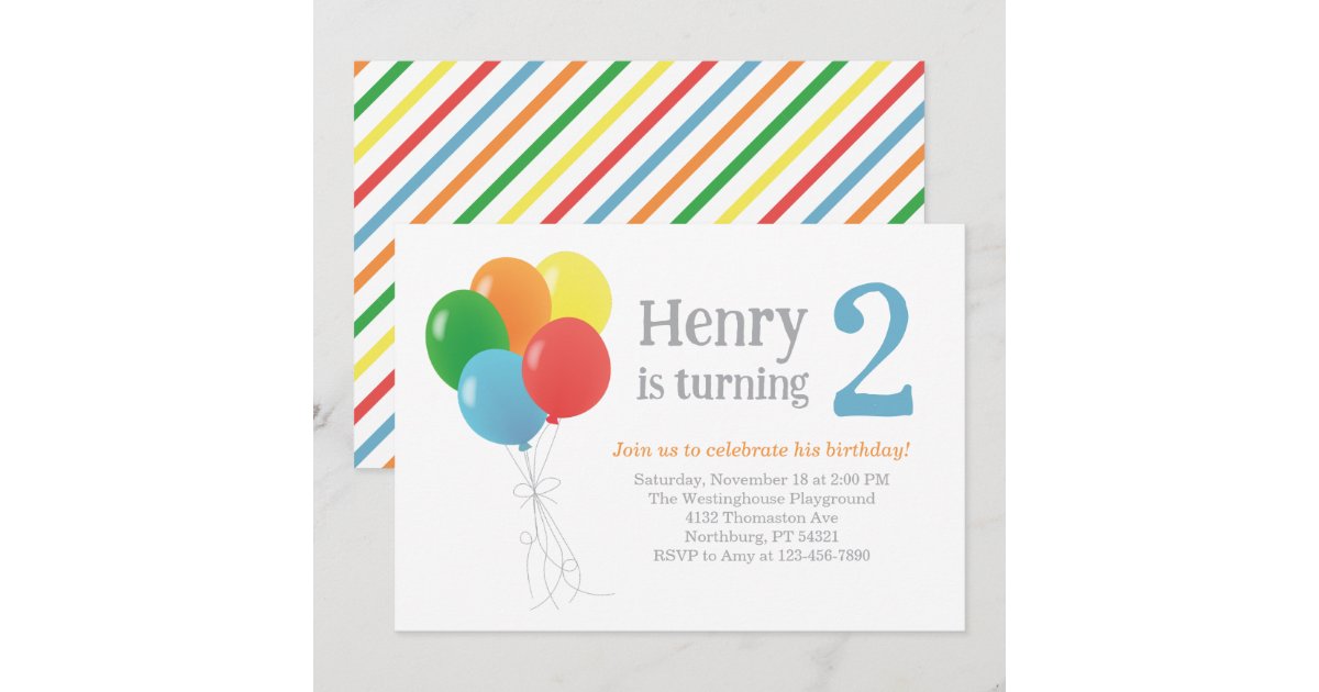 Balloon Birthday Invitation for Classic Party | Zazzle