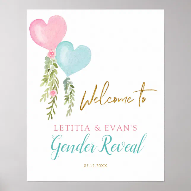 balloon boy or girl Gender Reveal Welcome Sign | Zazzle