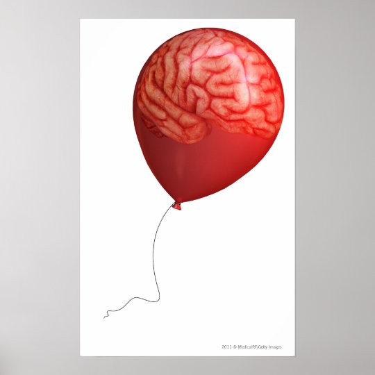 Balloon illustration with a superimposed brain poster | Zazzle.com