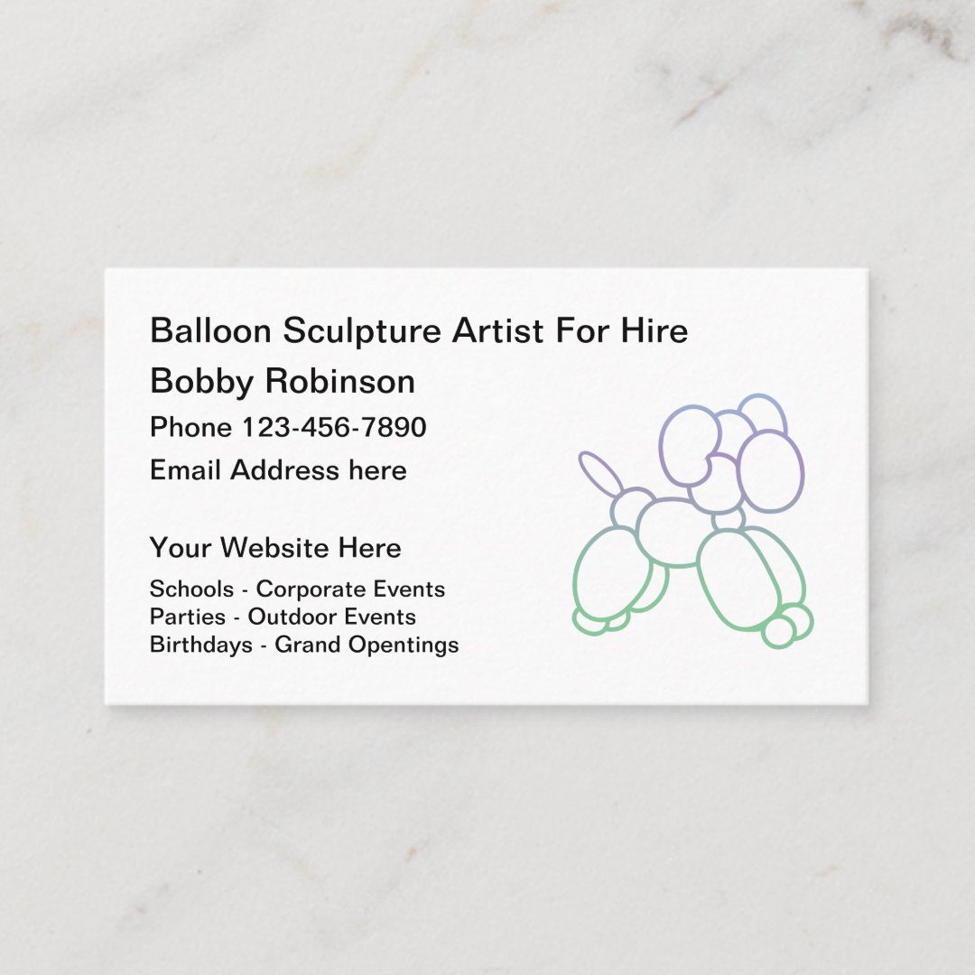 Balloon Sculpture Artist Entertainer Business Card | Zazzle
