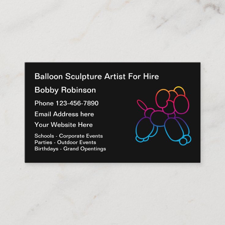 Balloon Sculpture Artist Entertainer Business Card | Zazzle