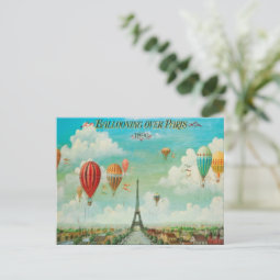 Ballooning Over Paris Vintage Travel Postcard | Zazzle
