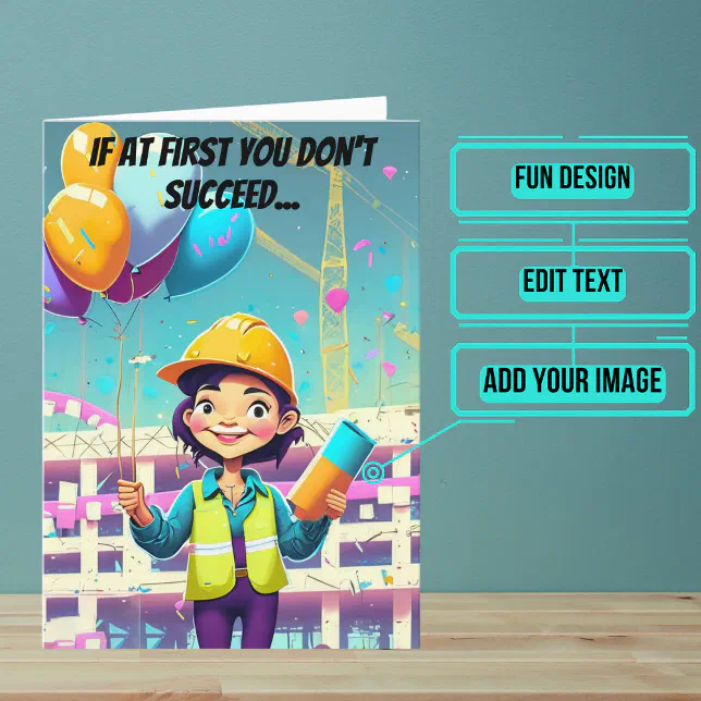 Balloons and Female Engineer Birthday Card | Zazzle