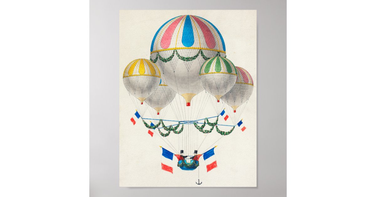 Balloons and French flag Poster | Zazzle